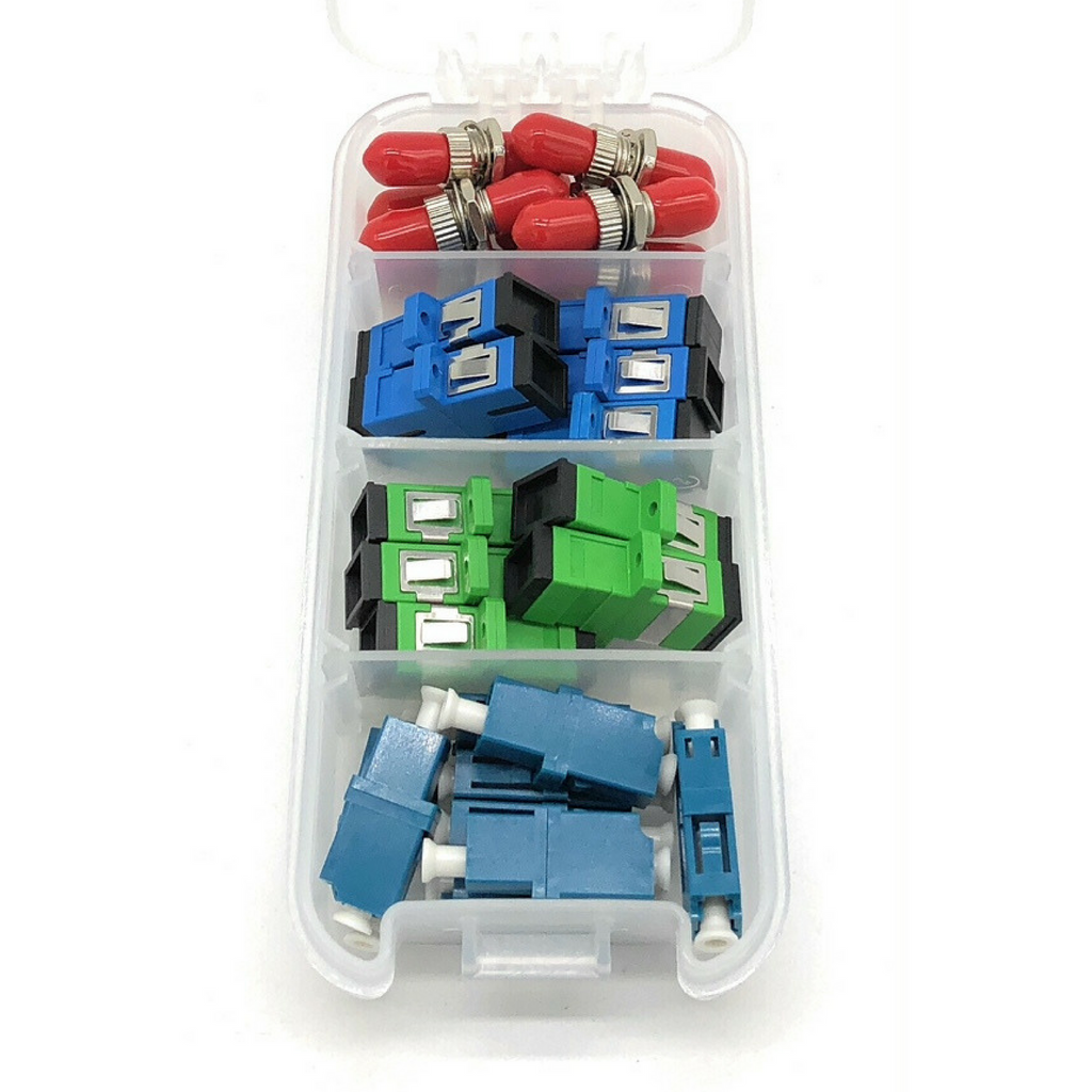 Fiber Optic Coupler Kit for ST, LC, SC, SC/APC Cables. 4 Styles with 2 ...